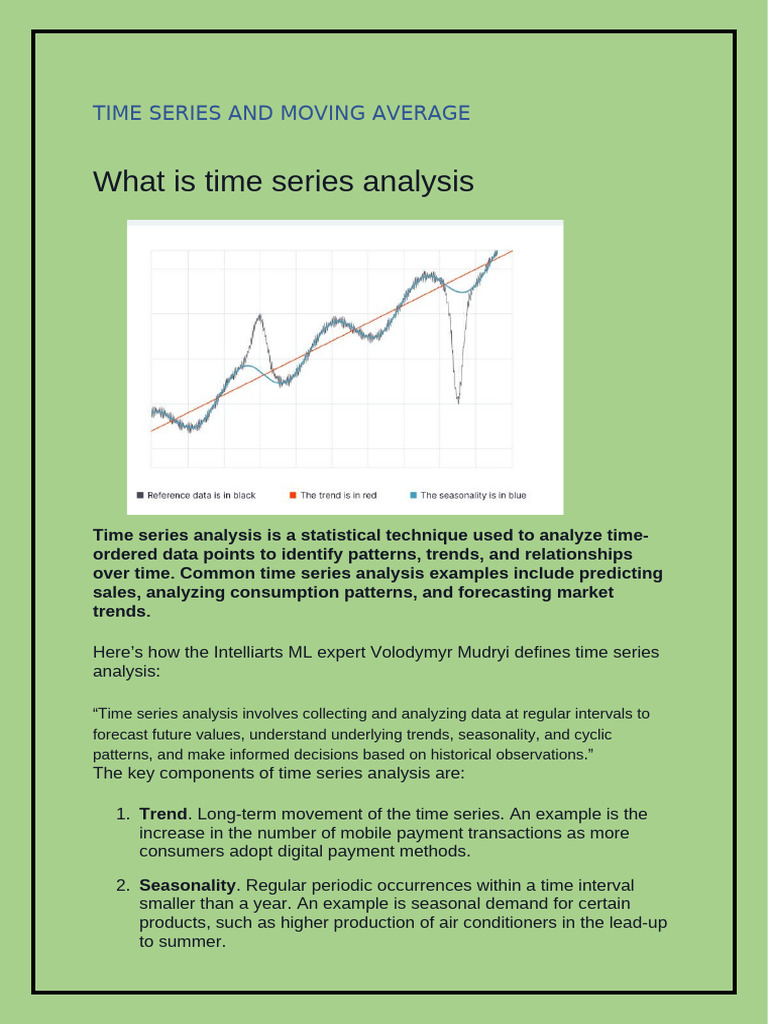 Time Series and Moving Average | PDF | Autoregressive Integrated Moving Average | Seasonality