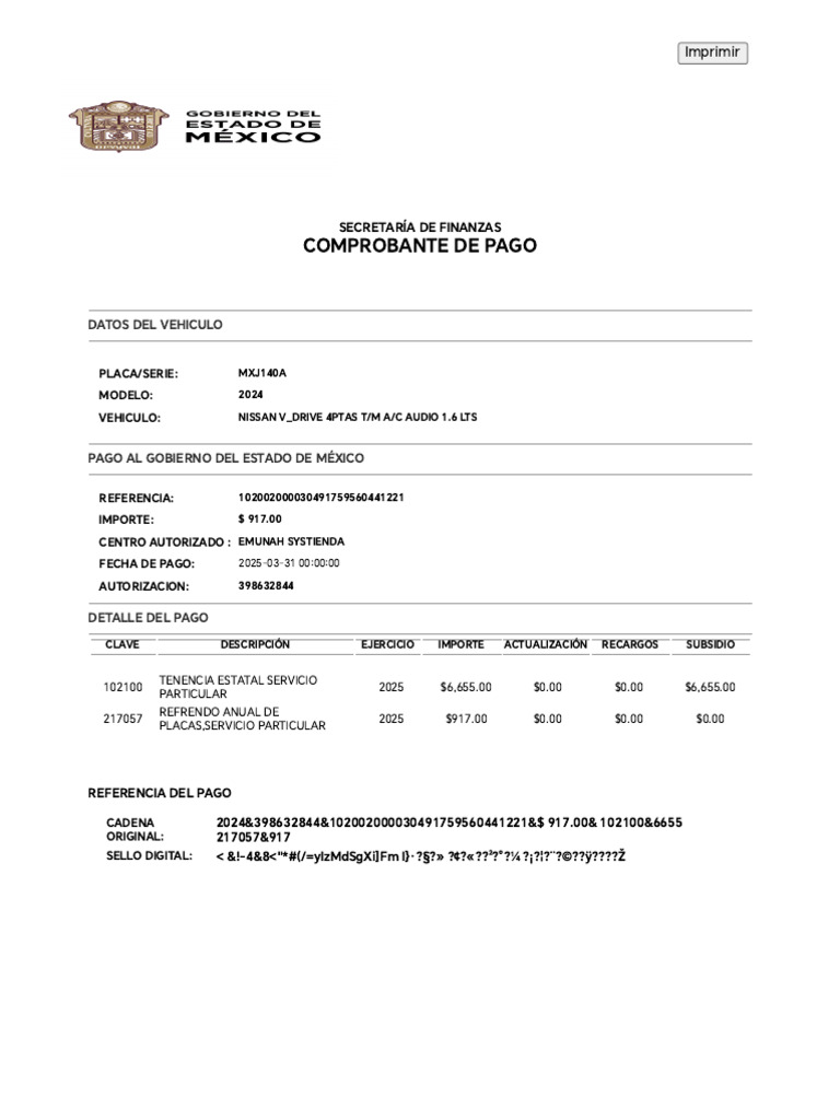 Comprobante de Pago Azul 25 | PDF