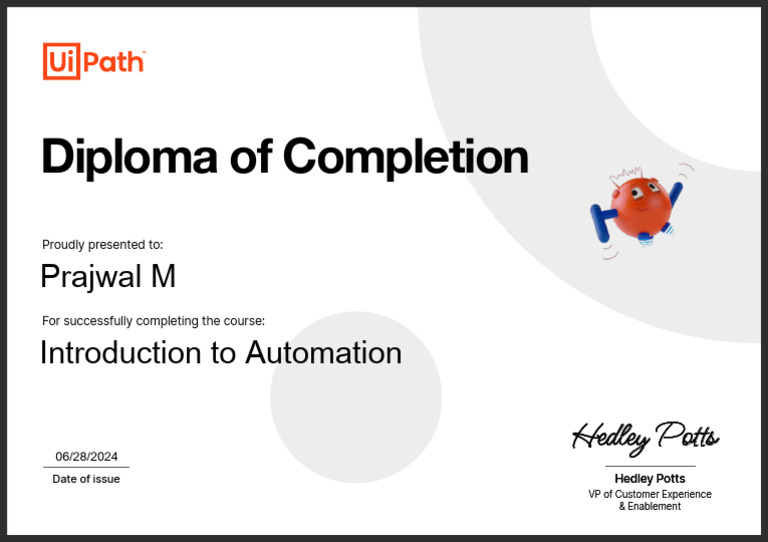 Introduction To Automation - Certificate | PDF