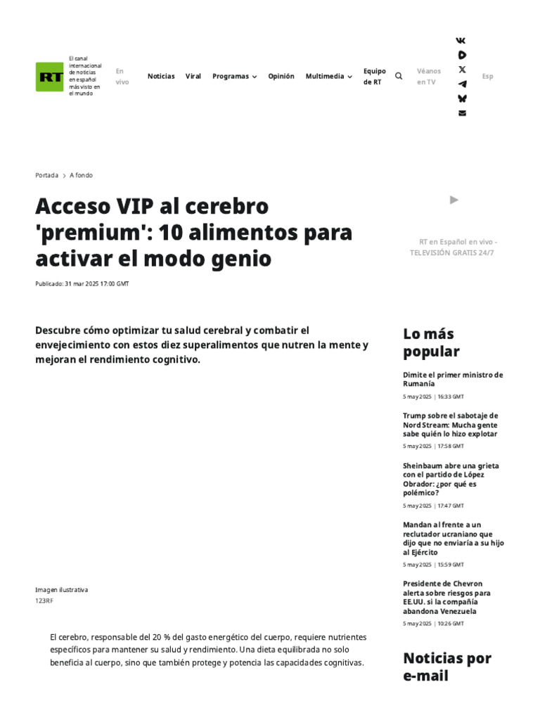 Acceso VIP Al Cerebro 'Premium' - 10 Alimentos para Activar El Modo ...