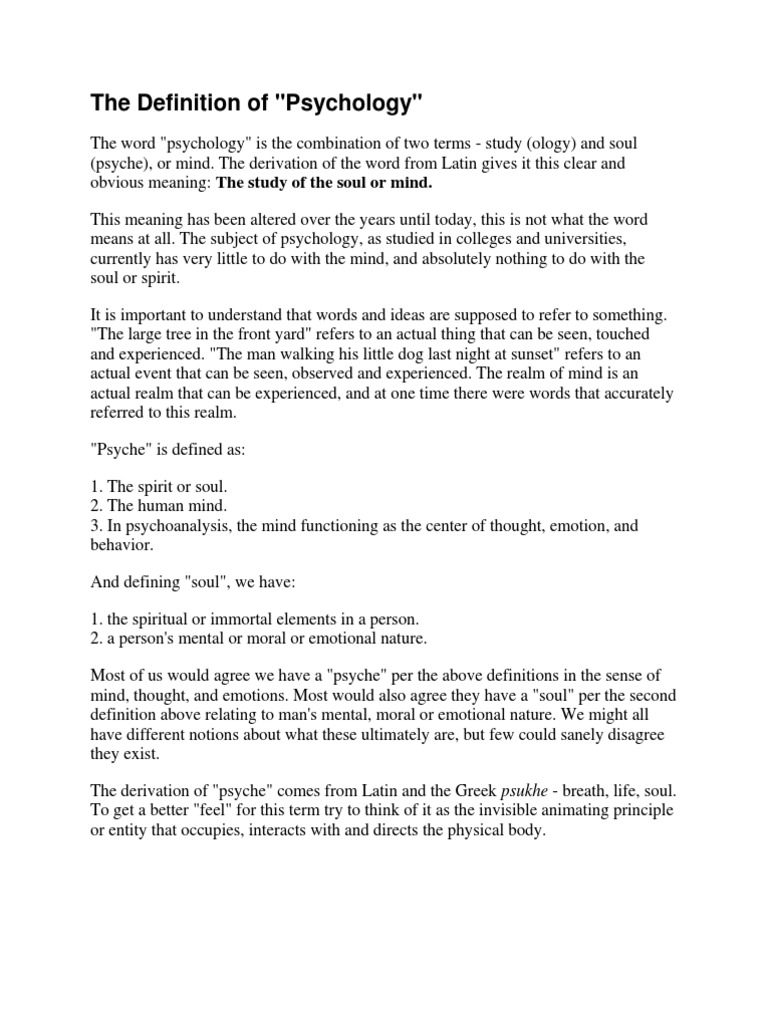 The Definition of "Psychology" | Download Free PDF | Psyche (Psychology ...