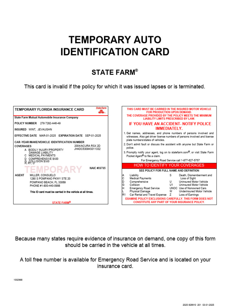 State Farm Insurance Card | PDF | Insurance | Vehicle Insurance