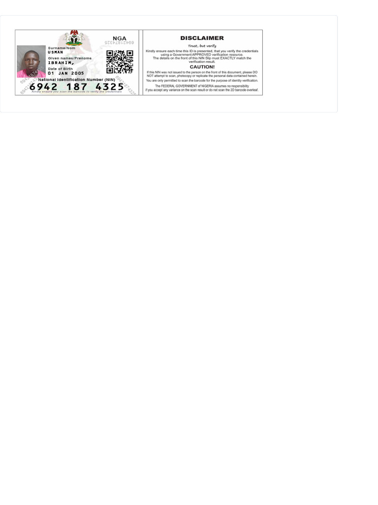Ibrahim Usman Slip | PDF