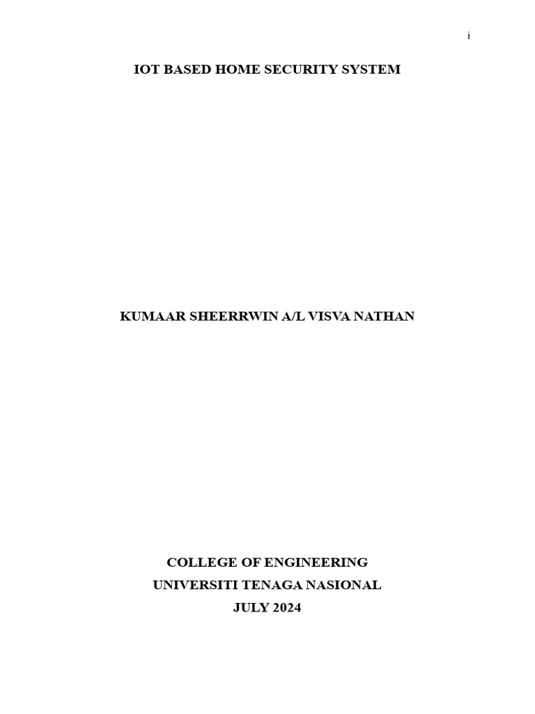 EE0107774 KumaarSheerrwin FinalThesis-1 | PDF | Internet Of Things | Security Alarm