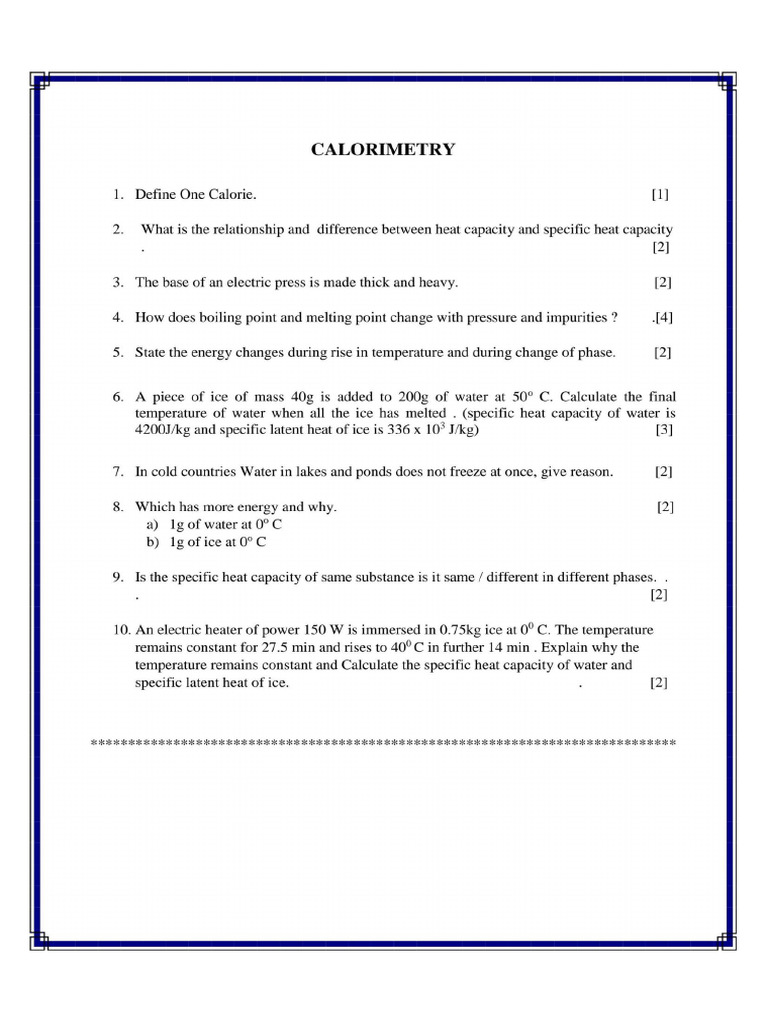 Test Caloriemetry | PDF