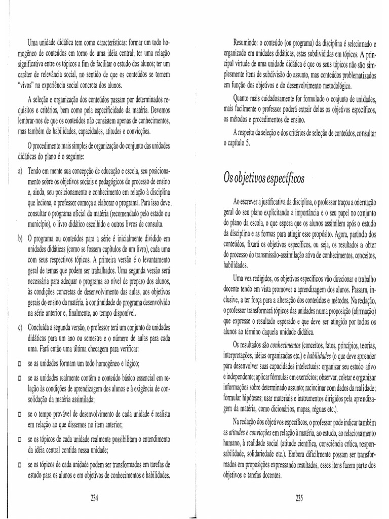 LIBÂNEO - Objetivos | PDF