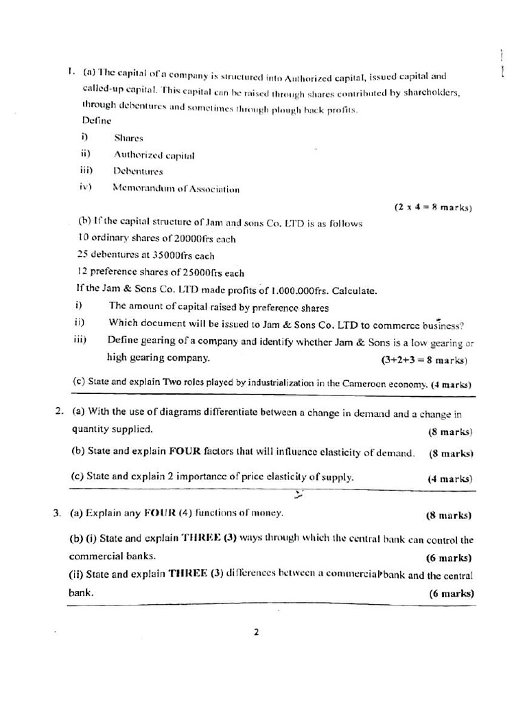 ECONS FORM FIVE P2 | PDF