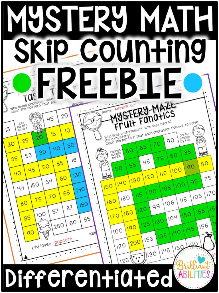 MysteryMathMazesSkipCountingNumberPatternsDIFFERENTIATEDFREEBIE 1 | PDF