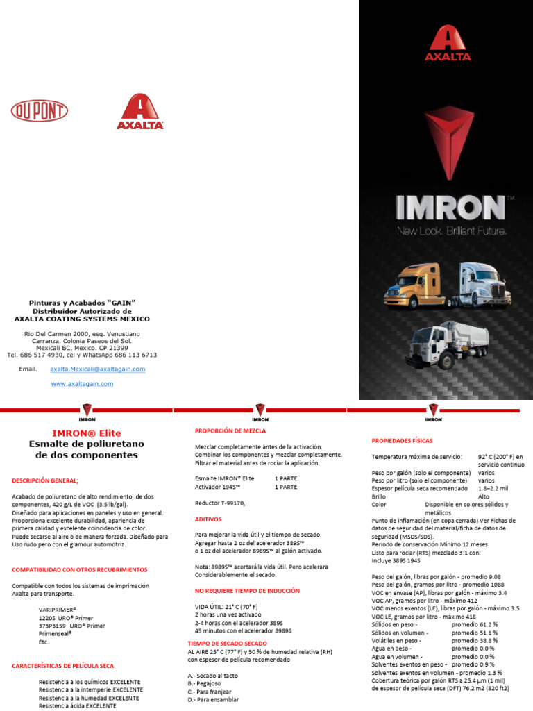 Triptico Imron Elite | PDF | Materiales