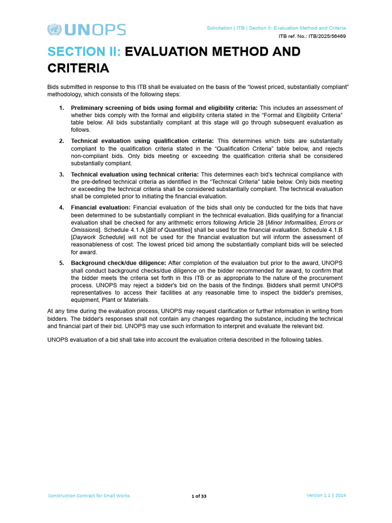 ITB 2025 56469 Small Works Sections II, III, IV, V | PDF | Offer And ...