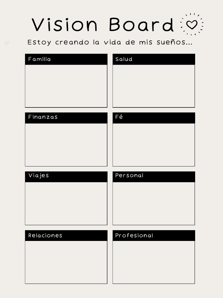 Documento A4 Vision Board Moderno Beige Negro PDF | PDF