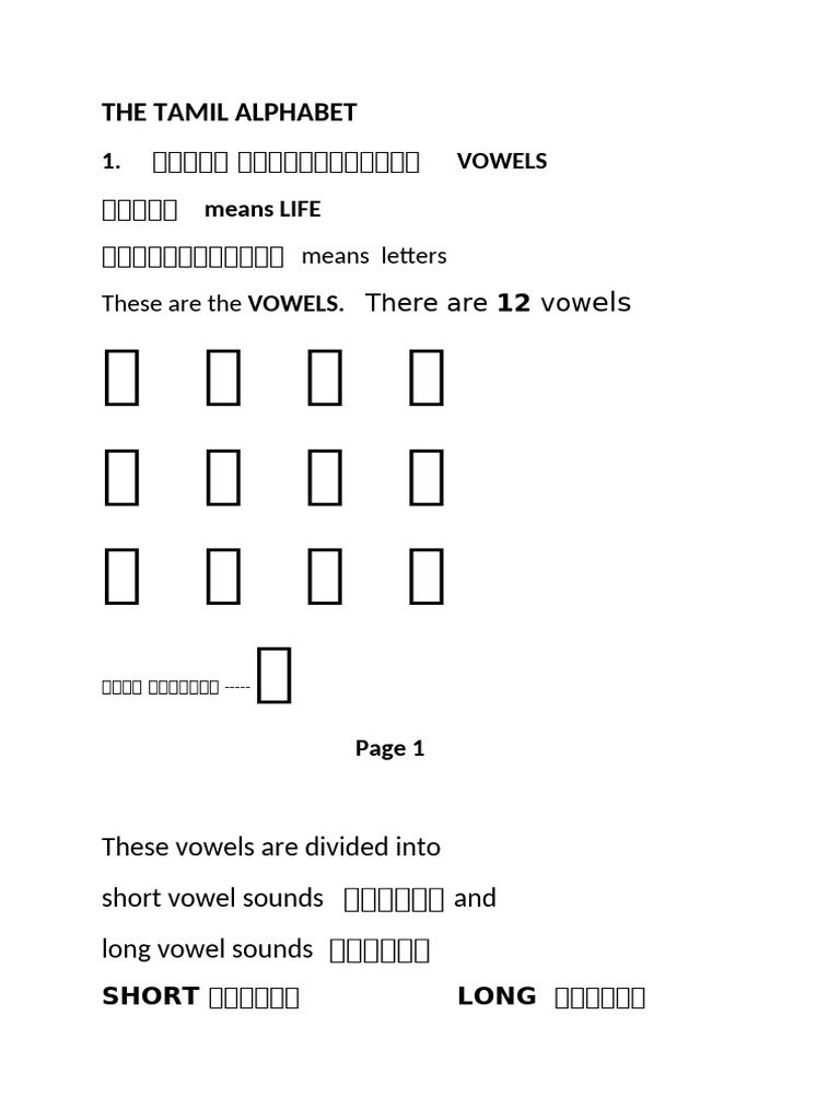 The Tamil Alphabet | PDF
