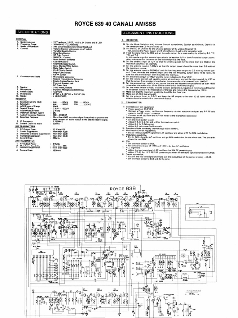 Royce 639 CB Radio Specifications | PDF | Radio | Sound Production