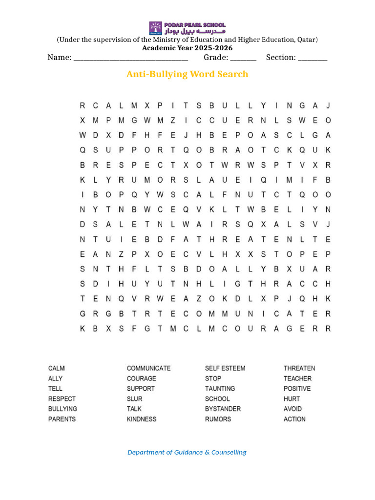 Wordsearch (Grades 7 and 8) | PDF