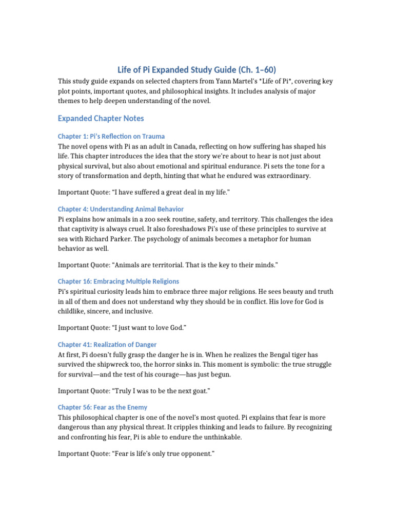 Life of Pi Expanded Study Guide Updated | PDF | Faith | Atheism