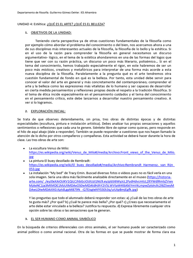 Estética y Arte en la Filosofía | PDF | Immanuel Kant | Los símbolos