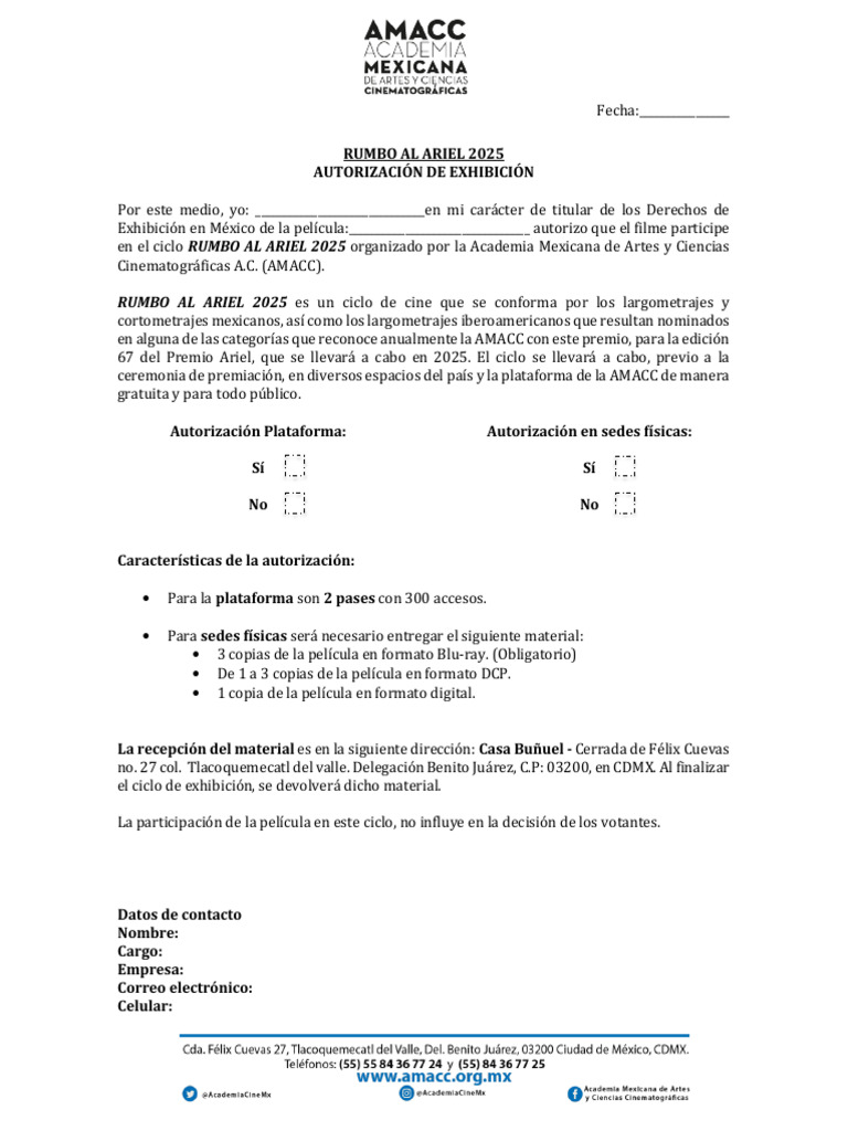 AMACC Ariel67 AutorizacionRumboAlAriel2025 01 22112024 | PDF