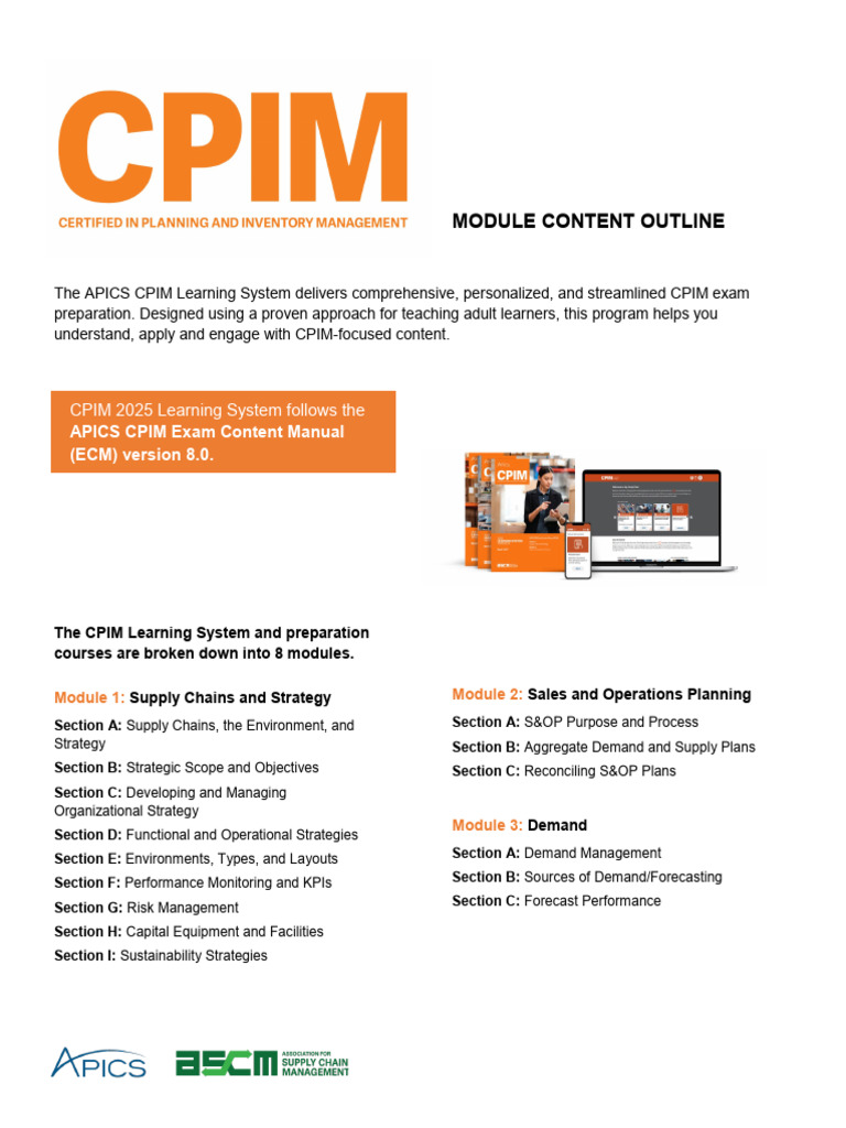 Cpim 2025 Module Content Outline | PDF | Supply Chain | Business