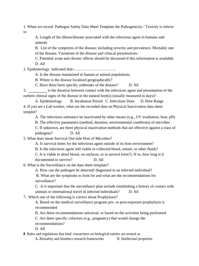 Pathogen Safety Data Sheet Guide | PDF | Genetically Modified Organism ...