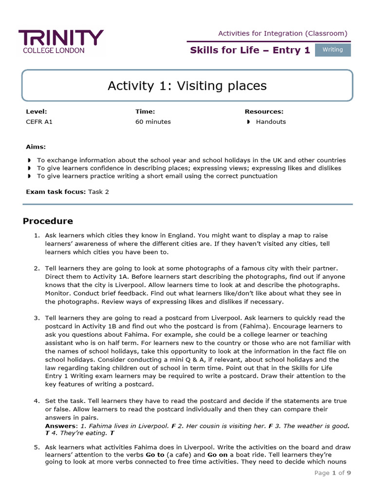 Classroom Activities for Writing Skills | PDF | Question | Human ...