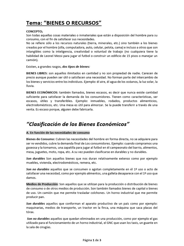 Clasificación de Bienes | PDF | Bienes