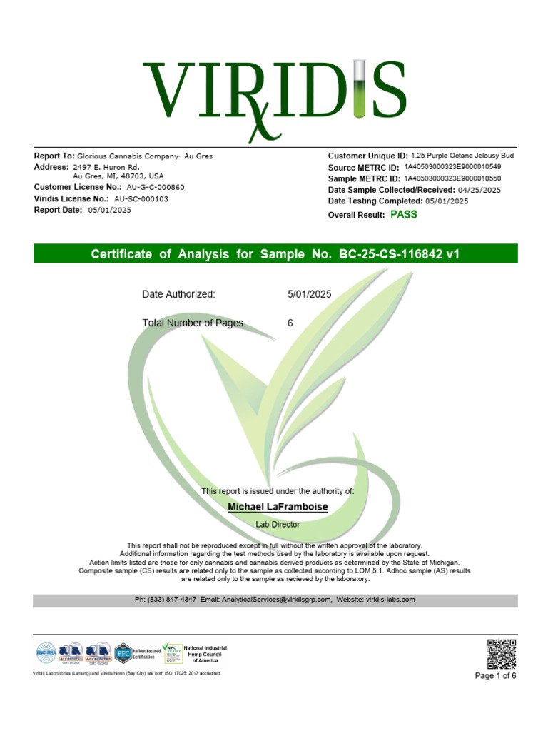 Sample Coa Report11684211 | PDF | Tetrahydrocannabinol | Cannabis