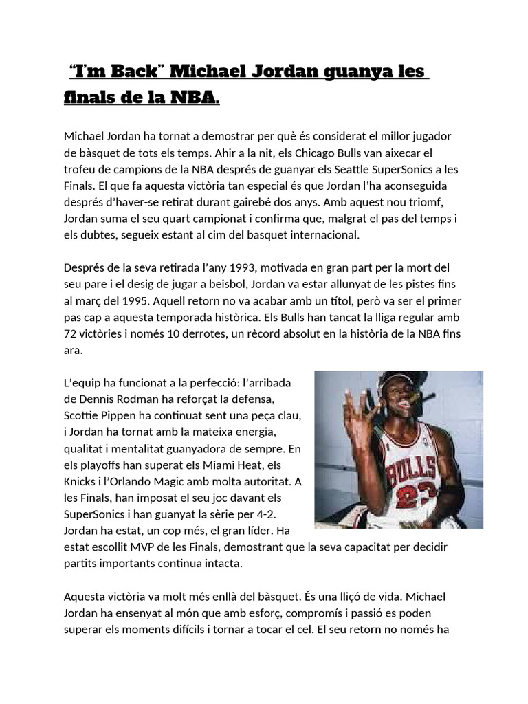 Diari Noticia Michael Jordan | PDF