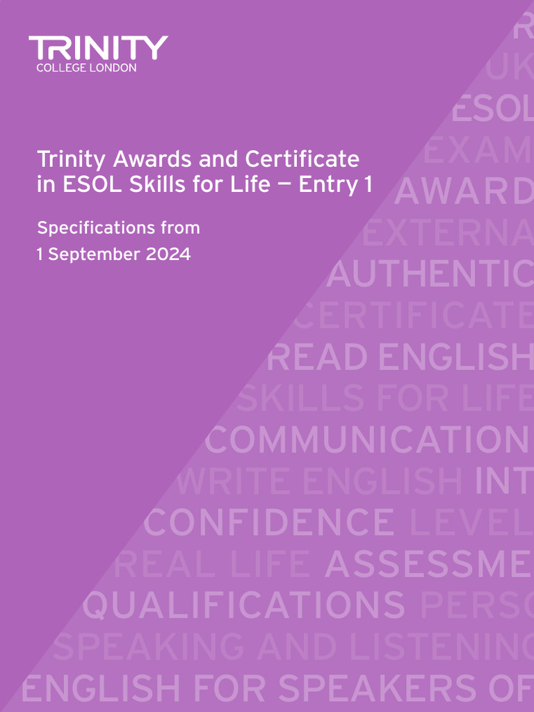 Trinity ESOL Entry 1 Specifications | PDF | English As A Second Or ...