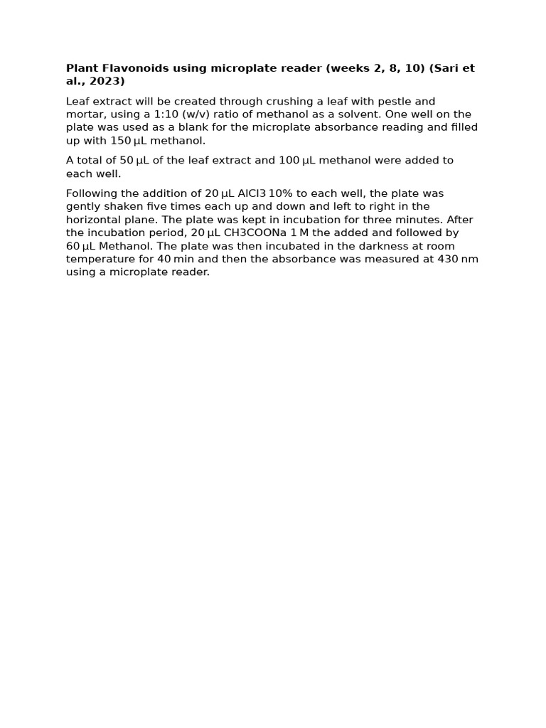 Plant Flavonoids Using Microplate Reader | PDF