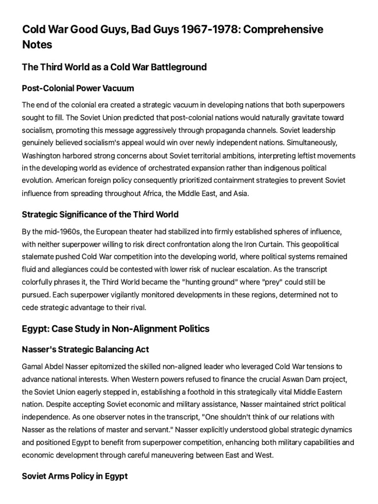 Cold War Good Guys, Bad Guys 1967-1978 - Comprehensive Notes | PDF ...