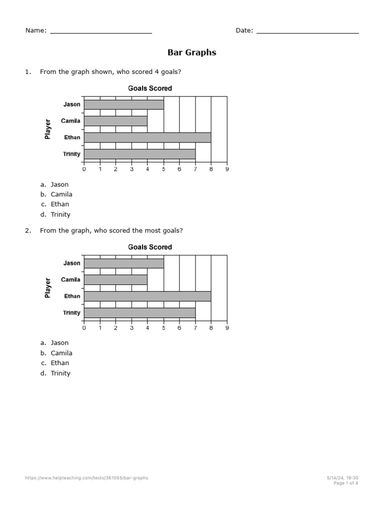 Bar Graphs (Grade 4) - Free Printable Tests and Worksheets | PDF