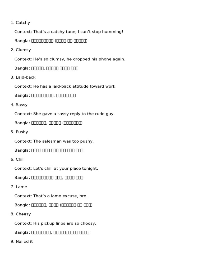 100 Vocabulary With Bangla Meaning | PDF