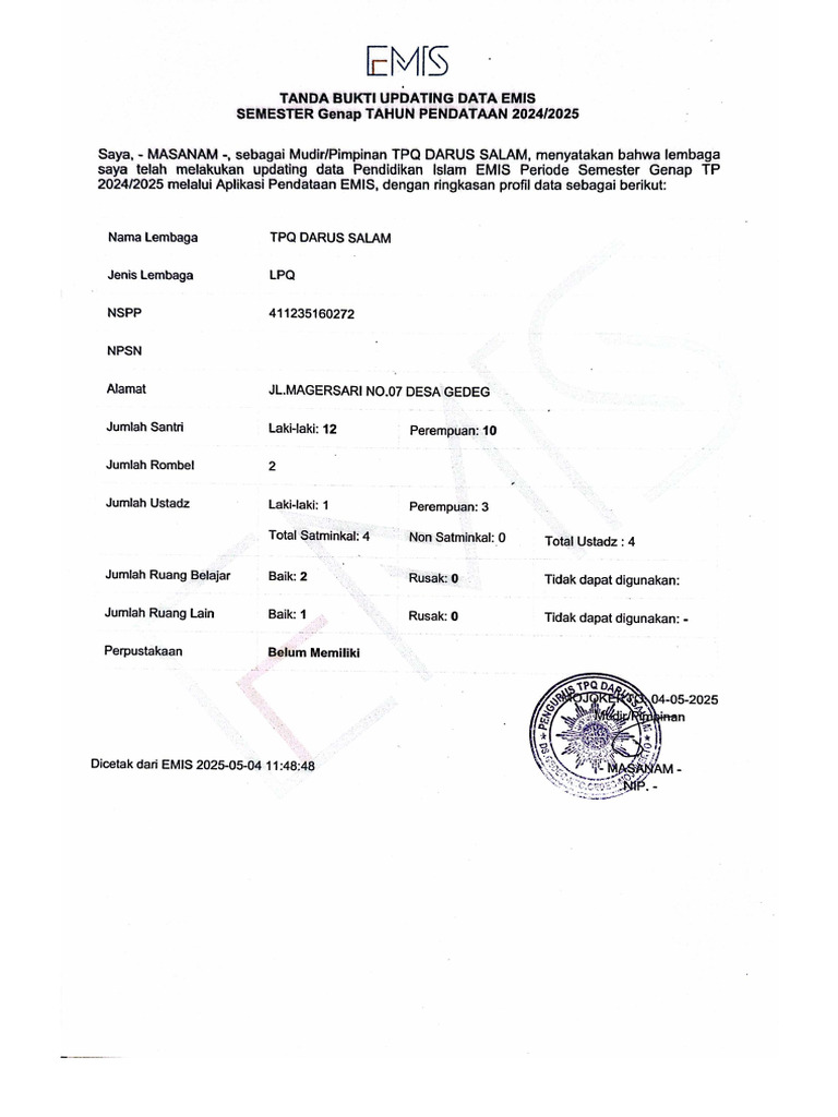 Bap-Emis Darussalam | PDF