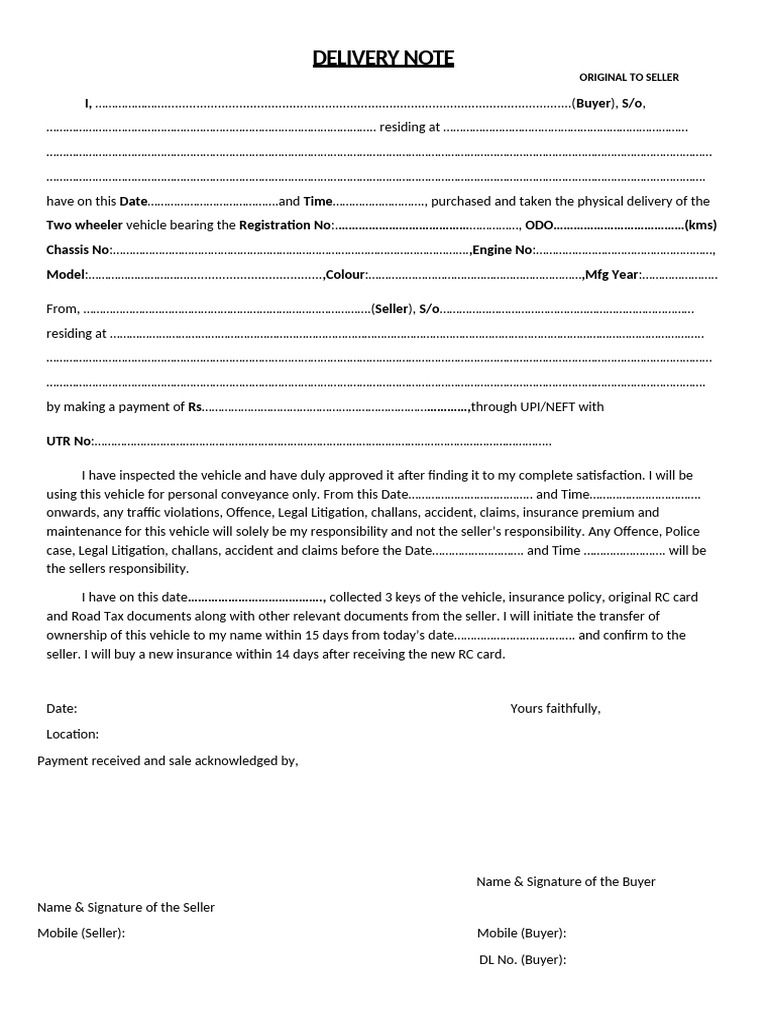 Delivery Note | PDF | Private Law
