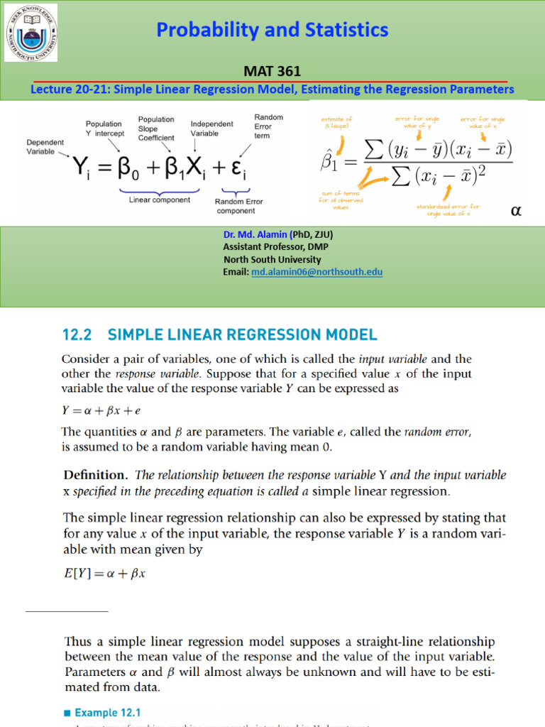 20.+lecture20 21 MAT361+ (Regression... ) | PDF | Regression Analysis | Applied Mathematics