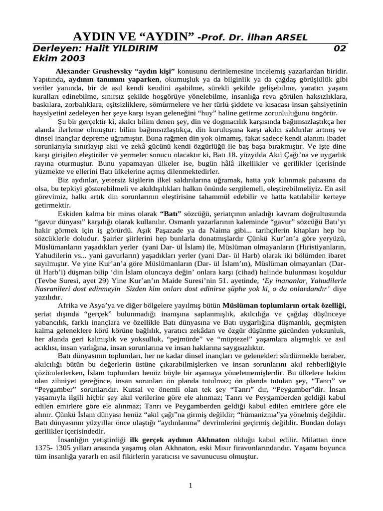 AYDIN Ve AYDIN Prof - İlhan ARSEL | PDF