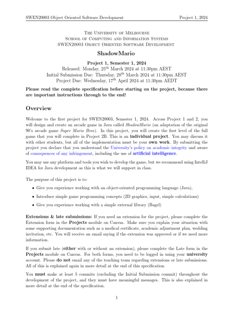 Project 1 Spec - (Sem 1 2024) | PDF | Class (Computer Programming) | Computer File