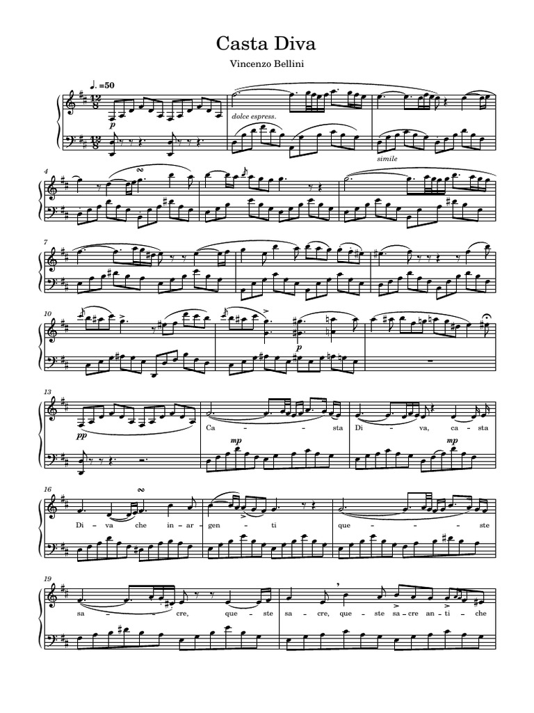 Casta Diva by Vincenzo Bellini | PDF | Italian Language Works | Opera