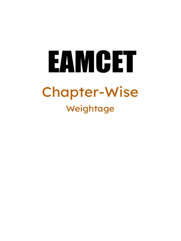 Chapter-Wise Weightage ( Eamcet ) by Rithik Dude.youtube | PDF