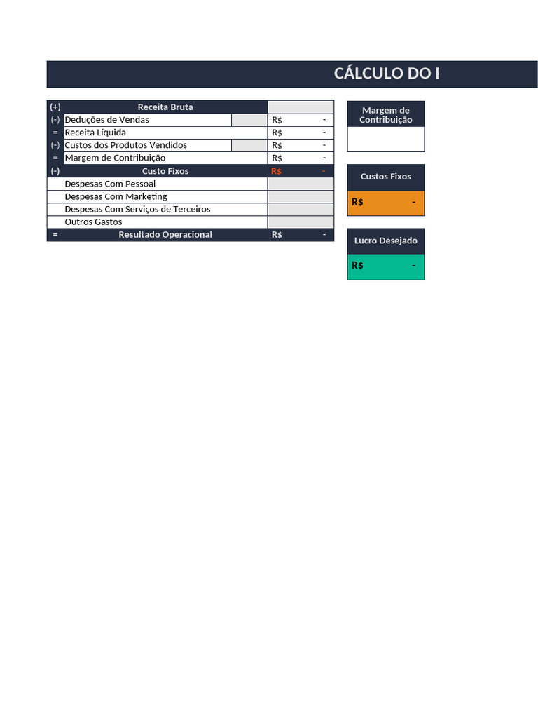 01 PontodeEquilbrioMargemdeContribuioeMarkup EmBranco | PDF | Custo | Marketing