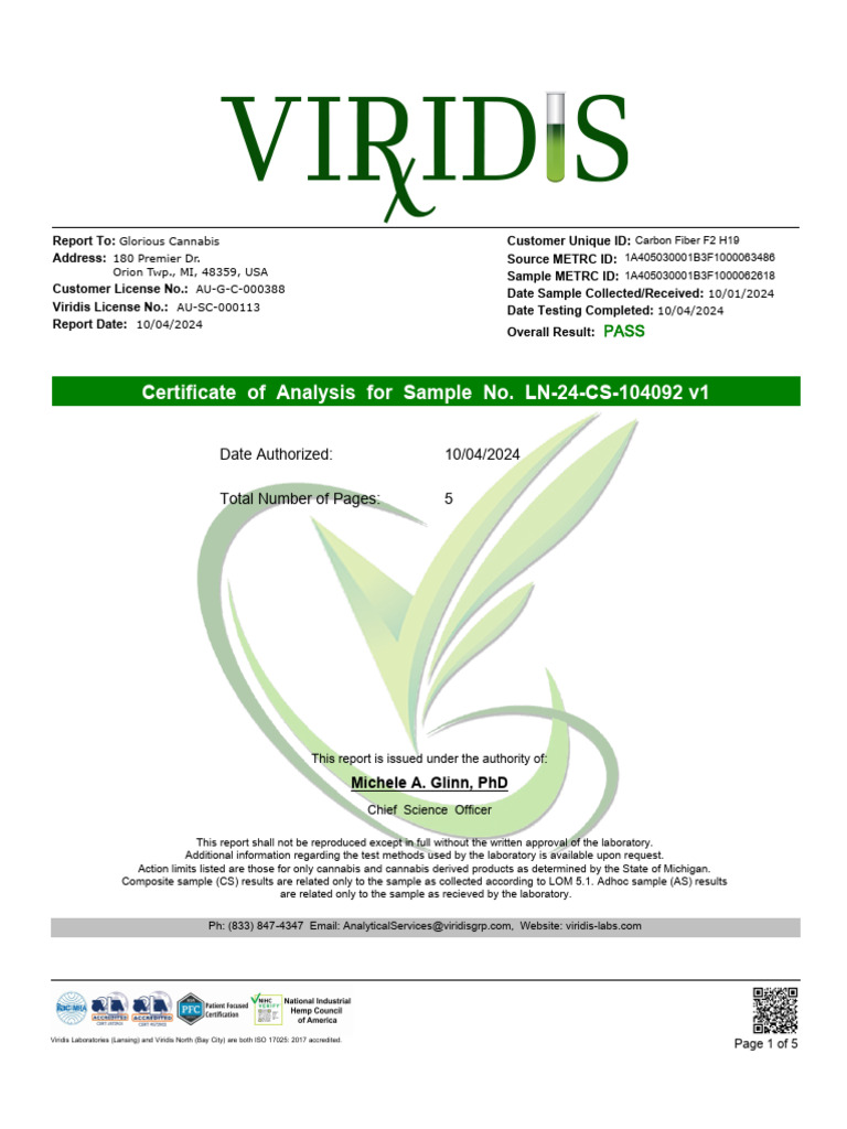 Sample Coa Report10409211 | PDF | Tetrahydrocannabinol | Cannabis