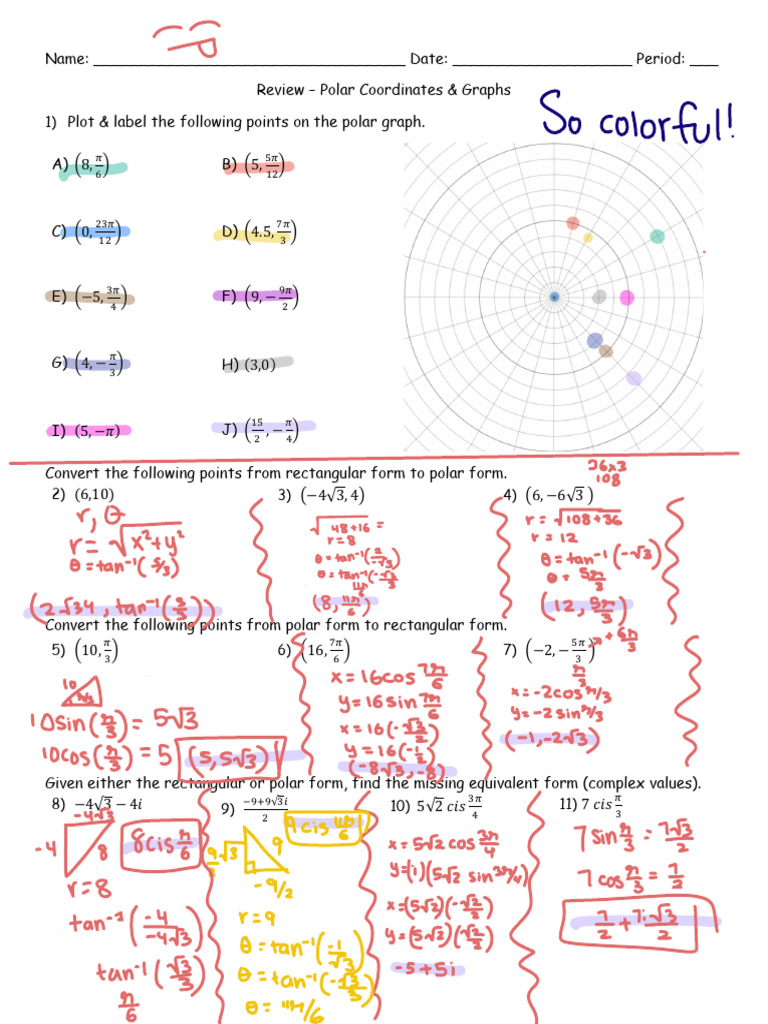 Review - Polar Coordinates & Graphs | PDF | Complex Number ...
