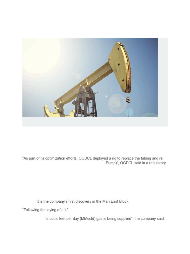 OGDCL Ups Pasakhi-7 Well Production, Starts Up Chak 212-1 Well | PDF