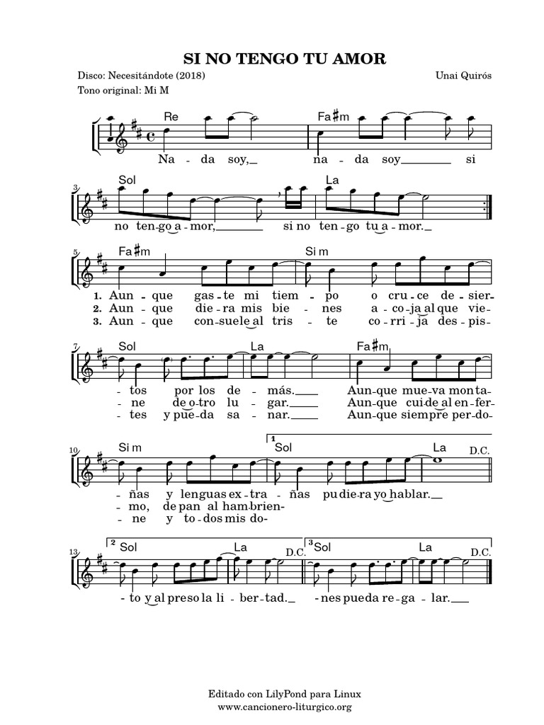 Si No Tengo Tu Amor - Letra | PDF
