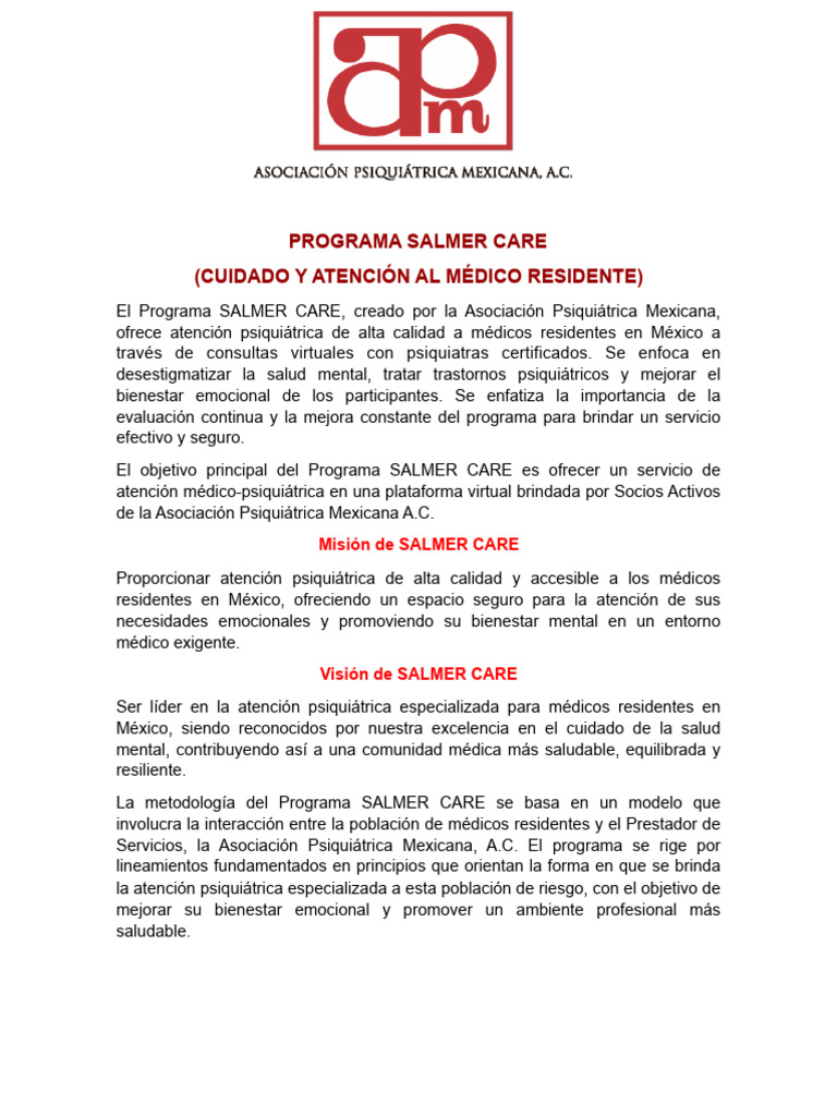 Salmer Care | PDF | Privacidad en internet | Psiquiatría
