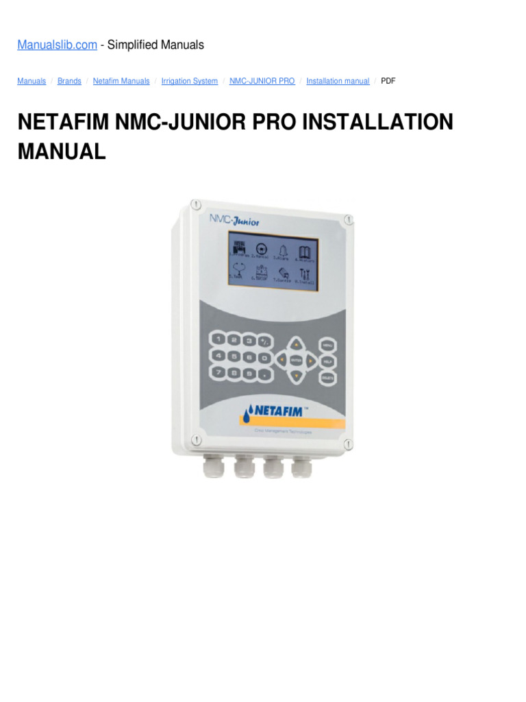 Netafim Nmc-Junior Pro Installation Manual: - Simplified Manuals | PDF | Relay | Electrical Wiring