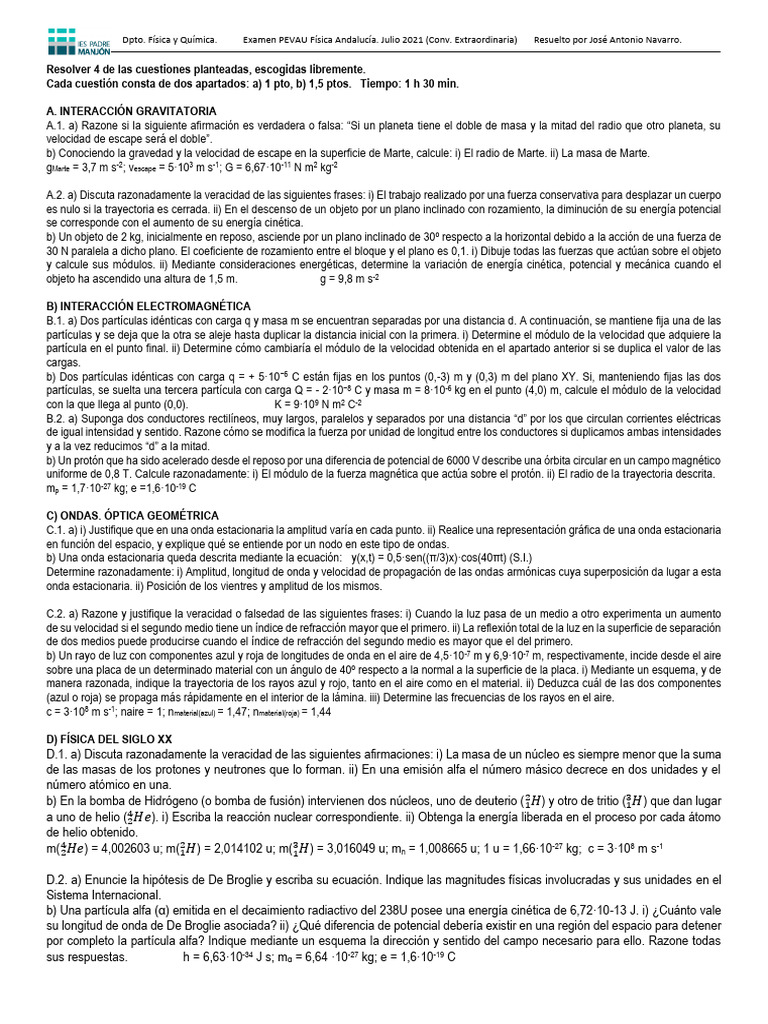 Selec Fisica Julio21 Extr and | PDF | Olas | Refracción