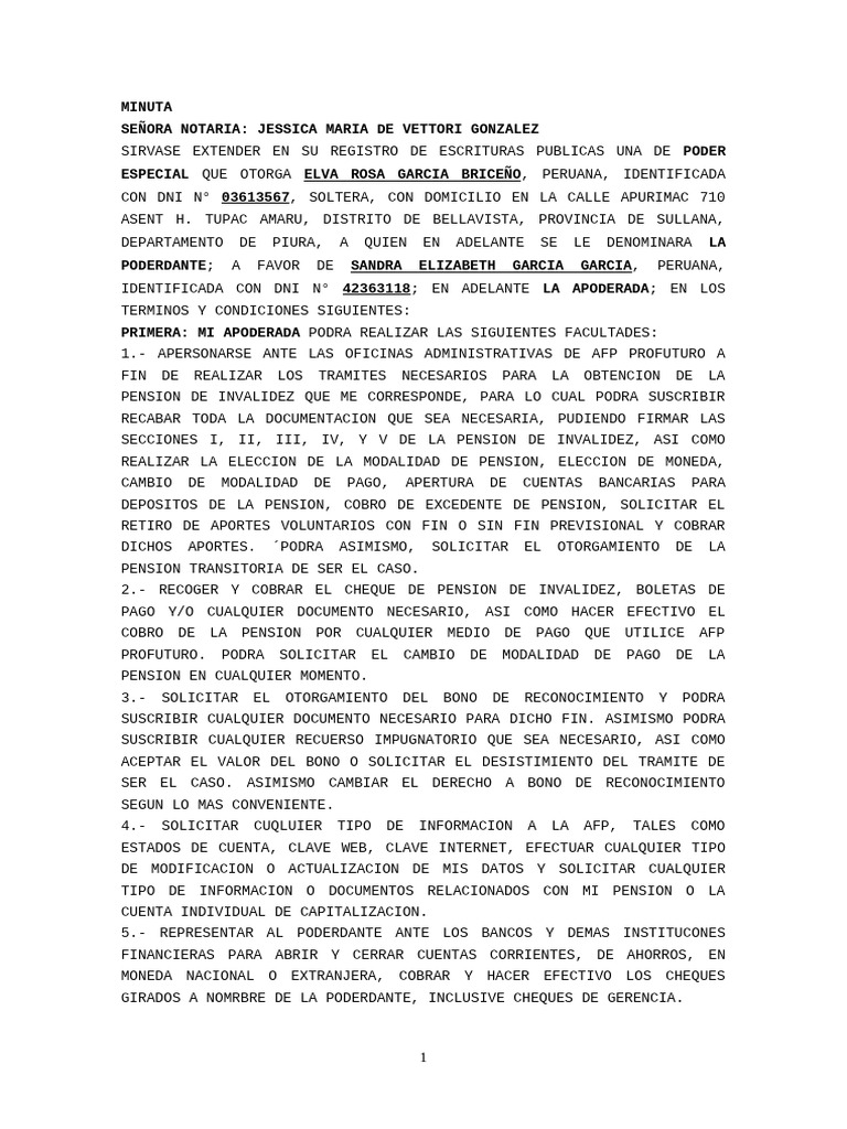 Minuta de Poder Amplio y General | PDF | Pensión | Servicios financieros