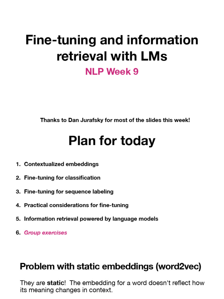 NLP Week9 Fine Tuning - and - IR | PDF | Artificial Intelligence | Intelligence (AI) & Semantics