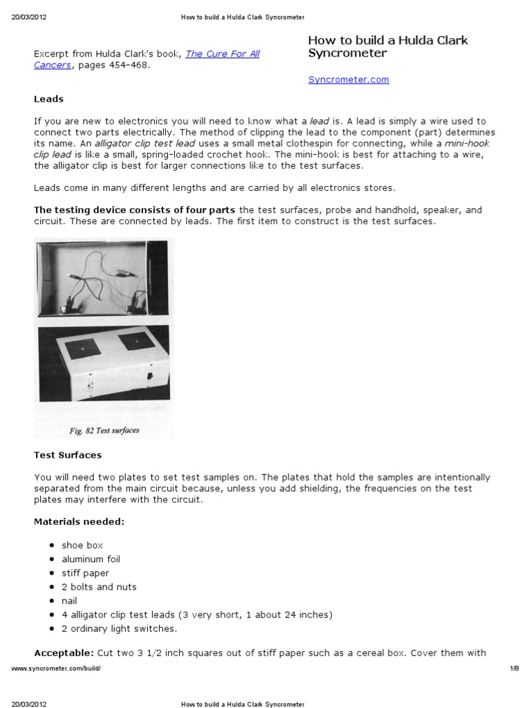 How To Build A Hulda Clark Syncrometer | PDF